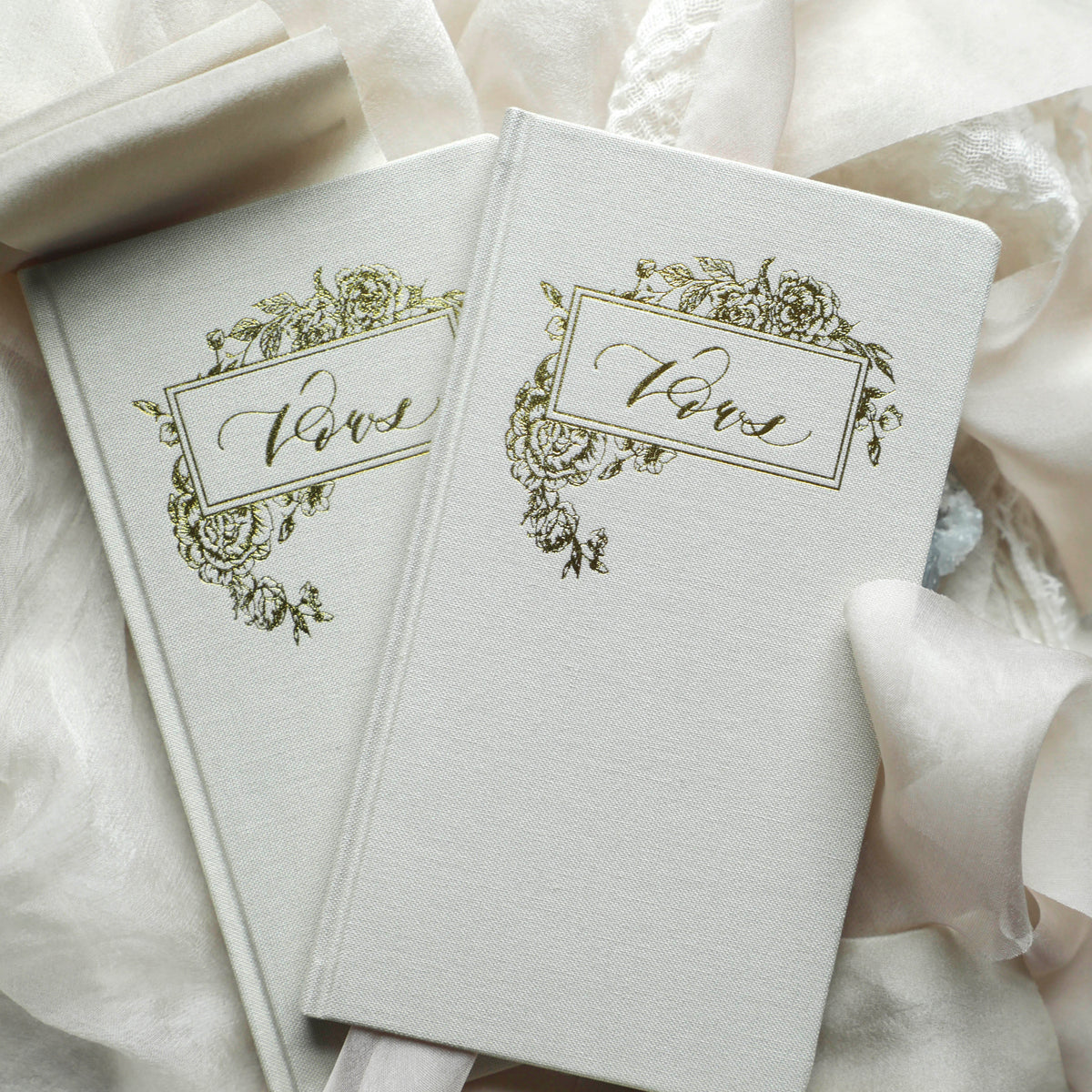 Wedding Vow Books with Gold Foil Press in Linen Cover -Pair of 2 / Lin ...